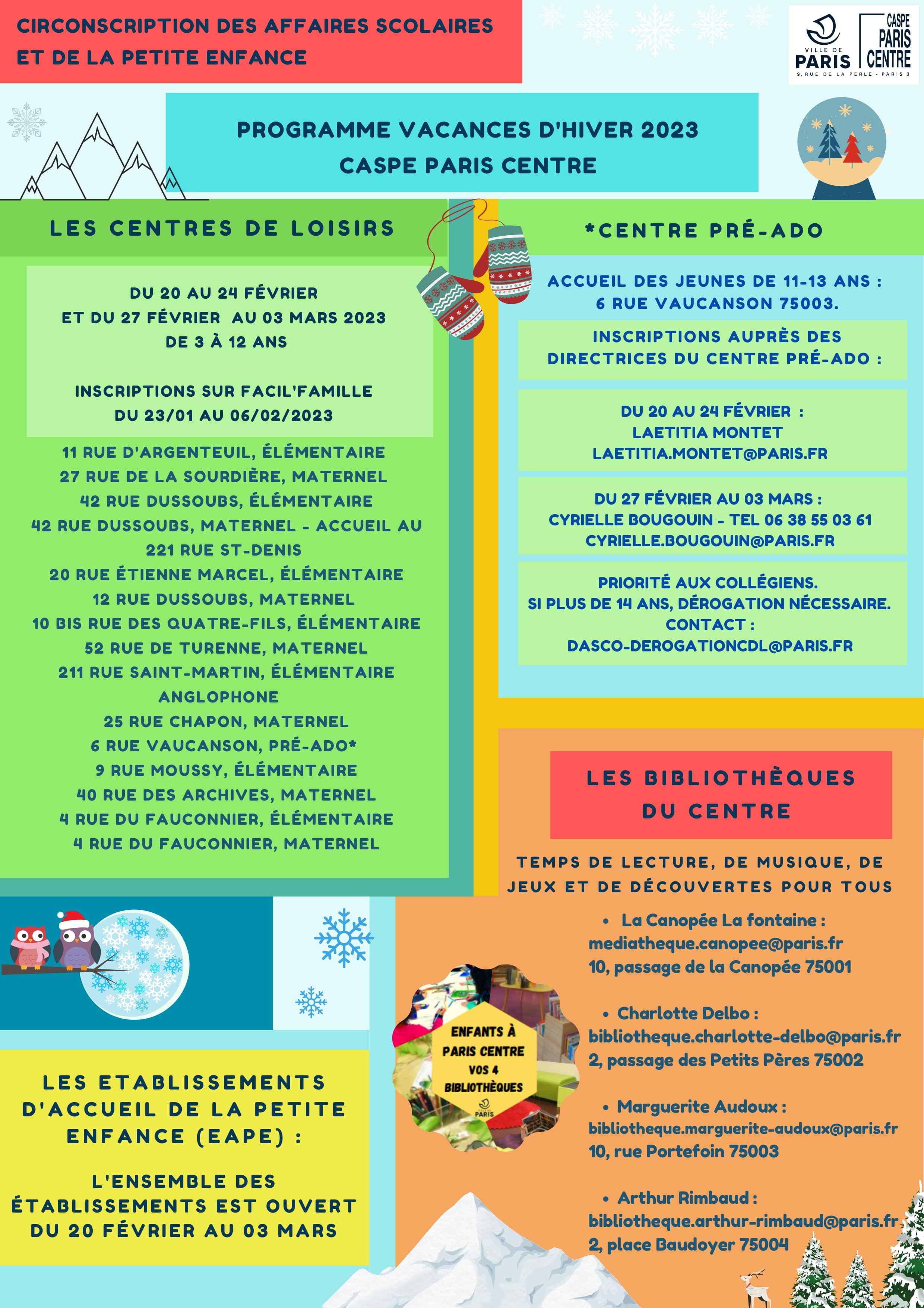 Les centres de loisirs implantés dans les - Mairie de Paris Centre