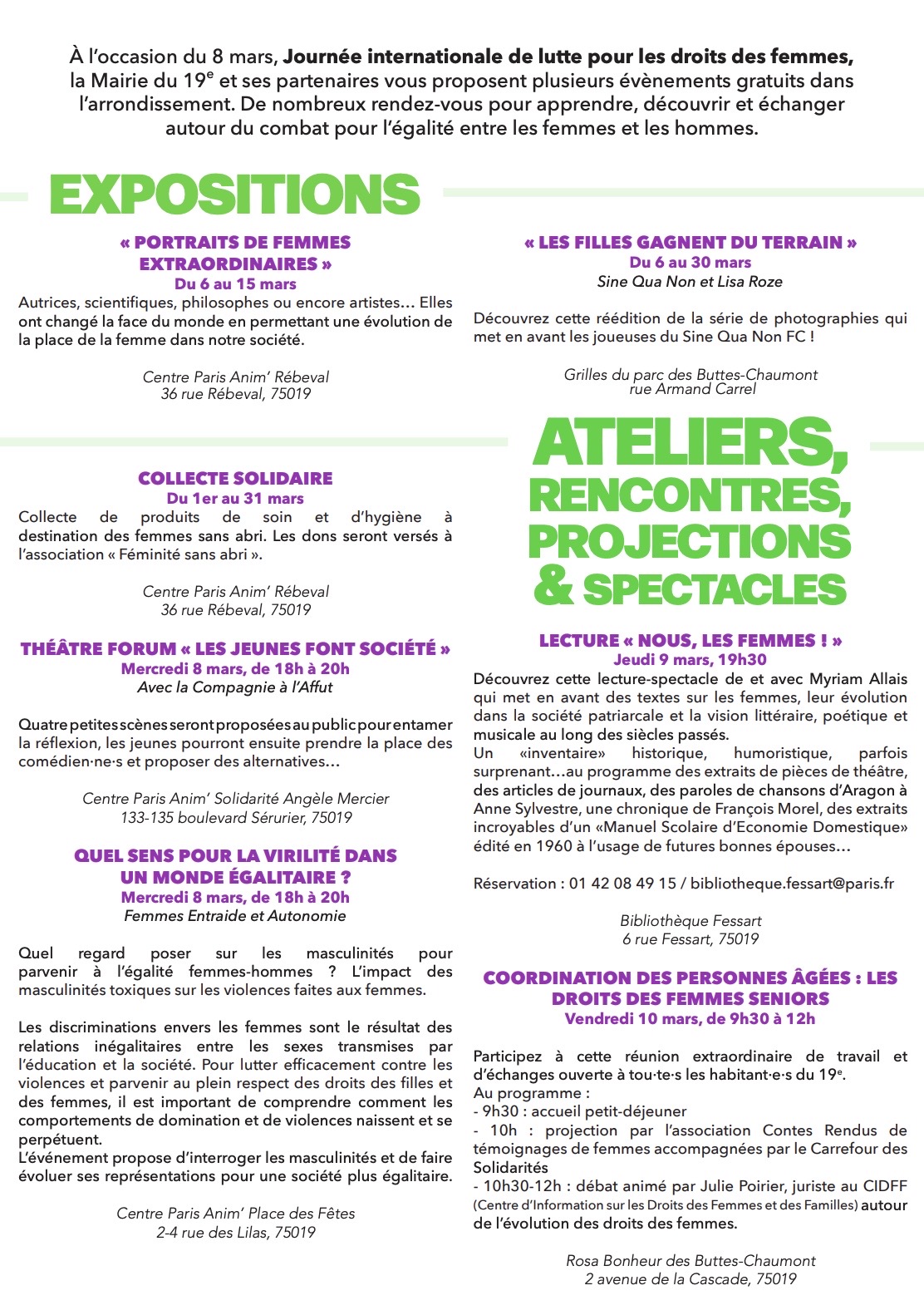 Journée Internationale De Lutte Pour Les Droits Des Mairie Du 19ᵉ
