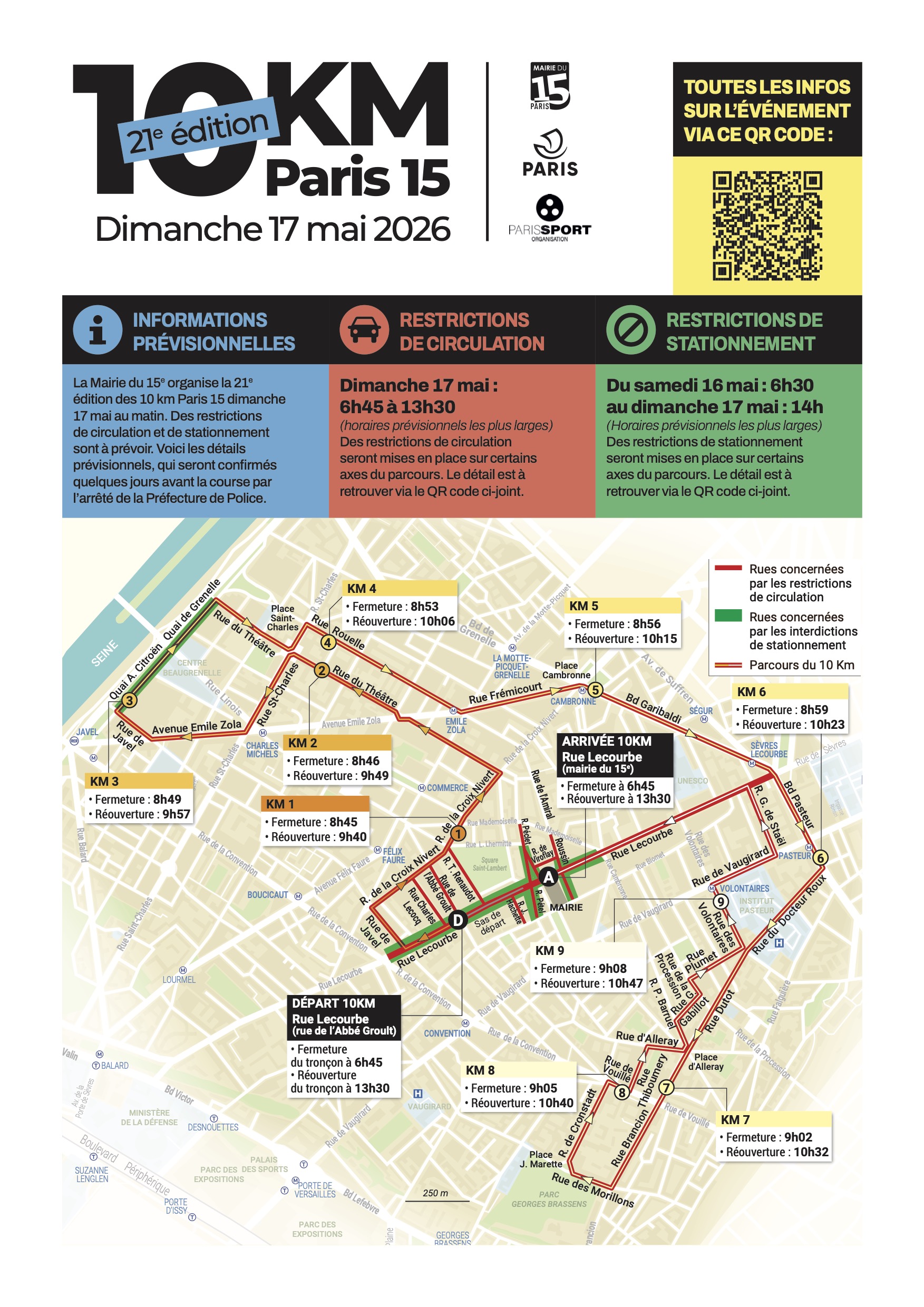 21e édition des "10km Paris 15" dimanche 17 mai 2026 - Mairie du 15ᵉ
